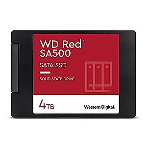Western Digital 4TB WD Red SA500 NAS 3D NAND Internal SSD - SATA III 6 Gb/s, 2.5"/7mm, Up to 560 MB/s - WDS400T1R0A, Solid State Hard Drive