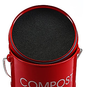 Premier Housewares 510018 Compost Bin with Handle, Red, Metal, H20 x W15 x D15cm