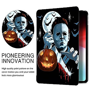 Cool Tablet Case for Samsung Galaxy Tab A7 10.4 Inch Case (2022/2020),Horror Movie Pattern Skull Halloween Design Cases,PU Leather Folio Back Cover Funda for Samsung Tab A7 SM-T500/T505/T507,Pumpkin 2