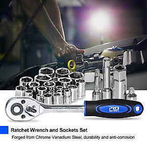 Prostormer 198-Piece General Household Hand Tool Set, Multi-Purpose Basic Home Repair Tool Kit with Wide Mouth Open Storage Tool Bag for DIY and Home Maintenance