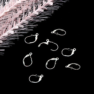 TOAOB 8pcs 925 Sterling Silver Leverback Earring Findings with Open Loop 10x17mm French Earring Hooks Dangle Ear Wire Clip Earring Connector for Jewelry Making