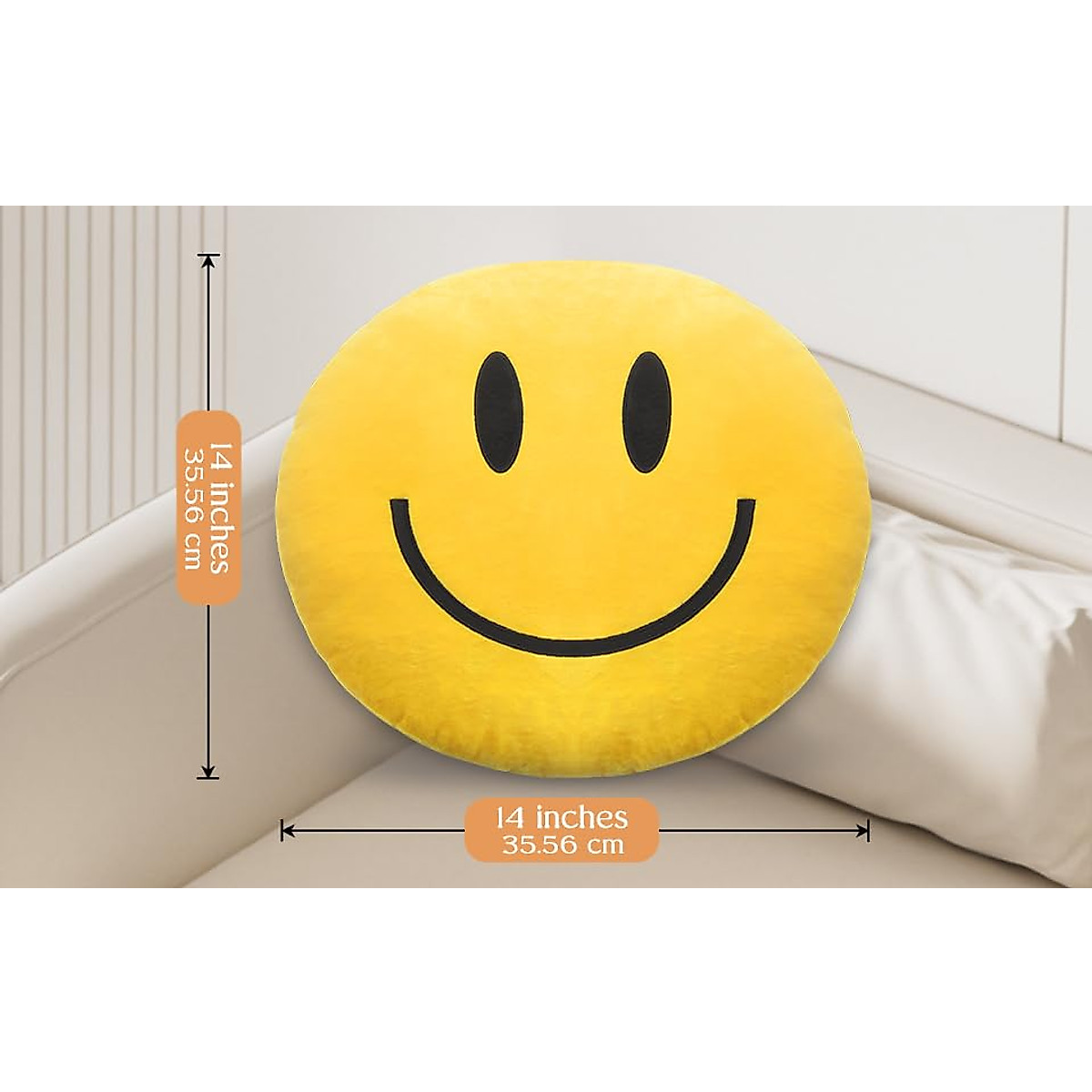 suppies Smiley Face Pillow - Soft Polyester Happy Face Pillow -14" X 14" Cute Pillow for Cute Room Decor - Living Room Decor - Toy - Birthday Gifts for Boys and Girls - 3D Round Throw Pillow