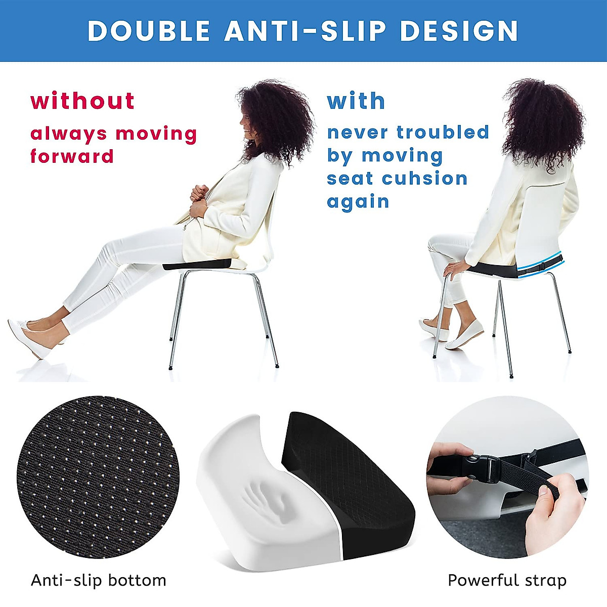 anzhixiu Seat Cushions for Office Chairs, Office Chair Cushion Desk Chair Cushion for Longtime Sitting, Sciatica Pain Relief Pillow Tailbone Pain Relief Cushion for More Relaxation