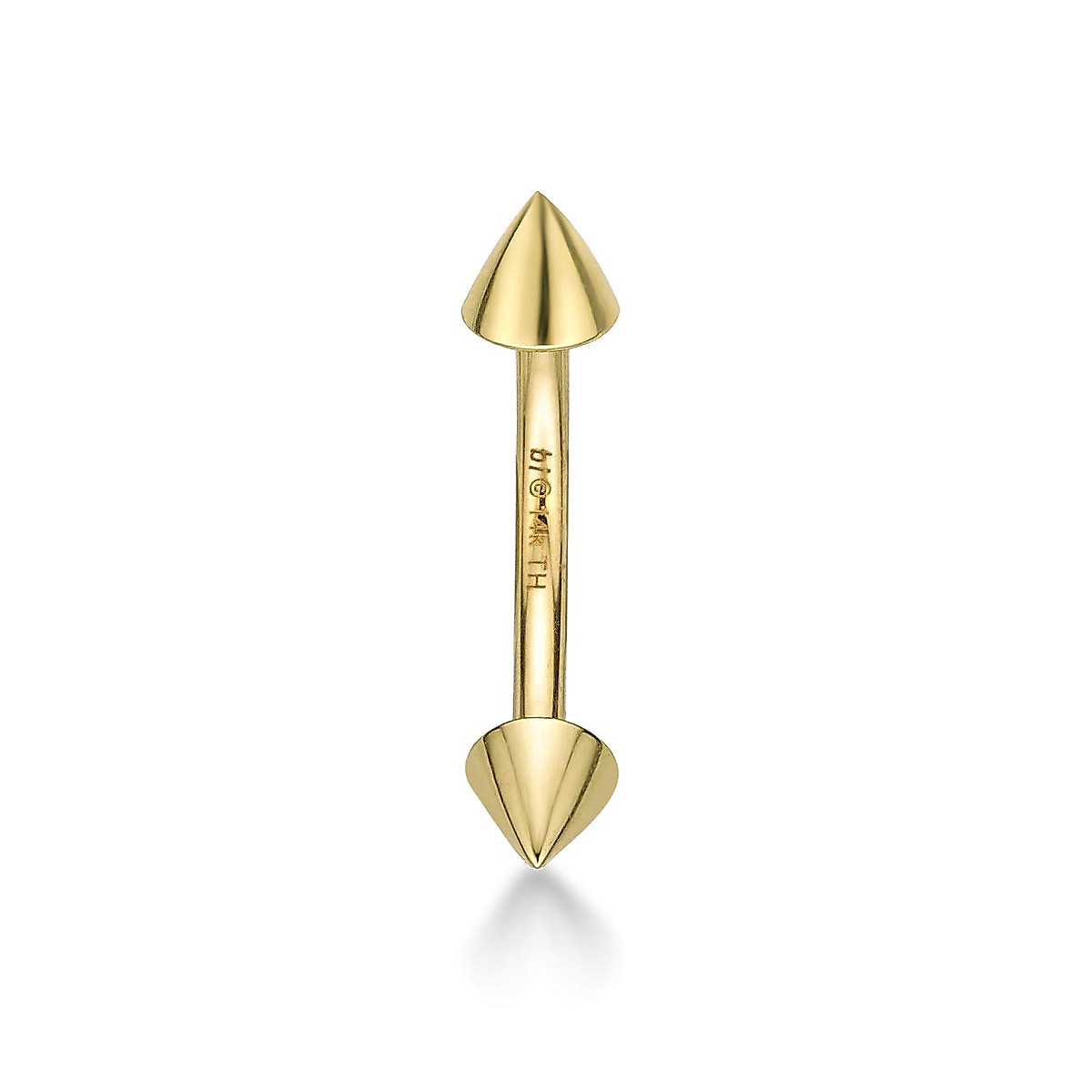 Lavari Jewelers 16 Gauge Spike Curved Barbell Eyebrow Stud for Women - 14k Yellow Gold Stud Ring - 5/16 Inches (7.9mm) Body Jewelry - Unisex Hypoallergenic Piercing Jewelry - 16G Body Piercing for Men