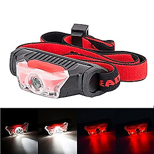 ICOBES Headlamp Mini Head Lamp 4 Modes Waterproof White+2*LED Red Flashlight Headlight Headlamp Torch Lanterna
