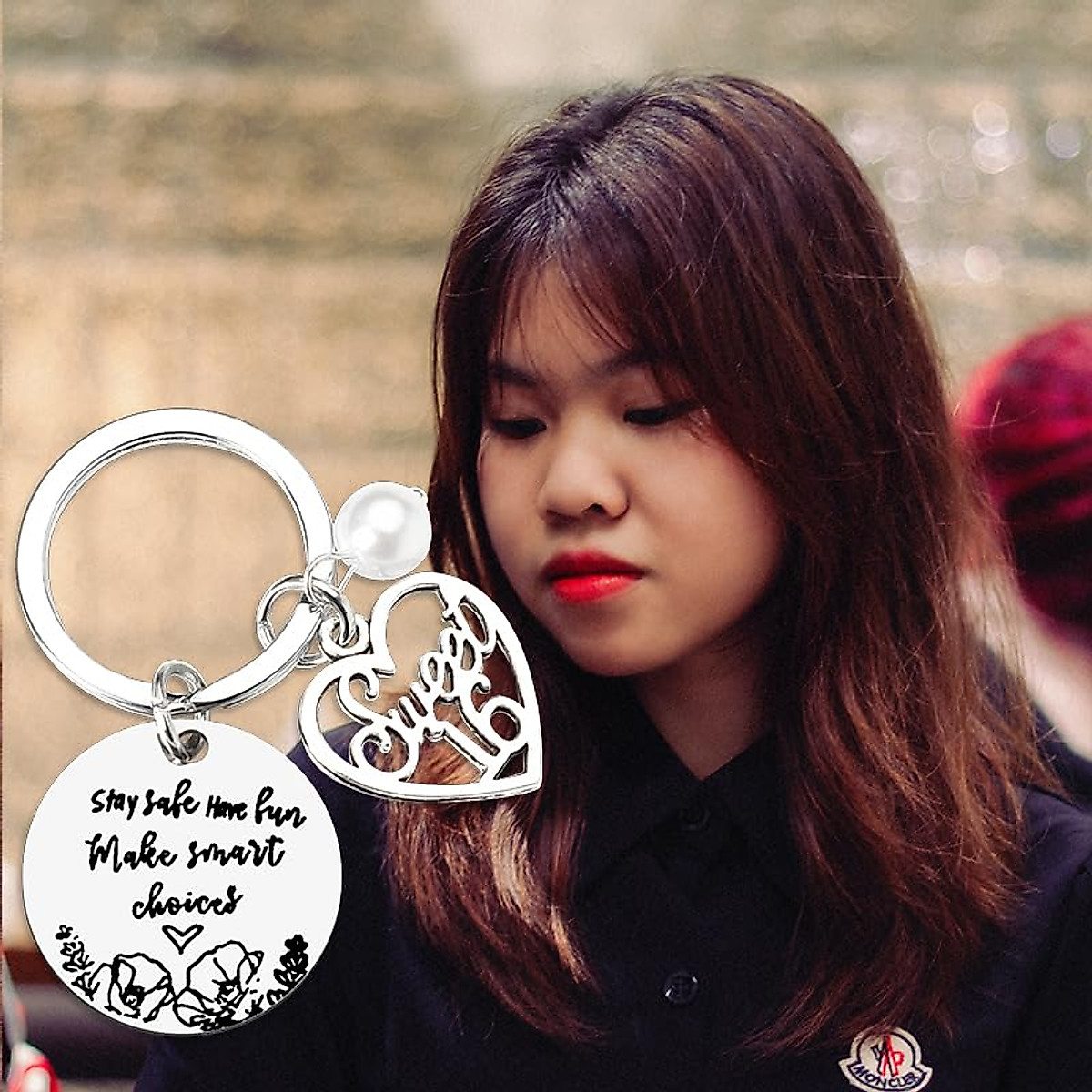 YangQian 16th Birthday Gifts for Girls New Driver Keychain for Girls 16 Year Old Girl Gifts for 16 Girl Daughter New Driver Stay Safe Have Fun Make Smart Choices Engraved Keychain