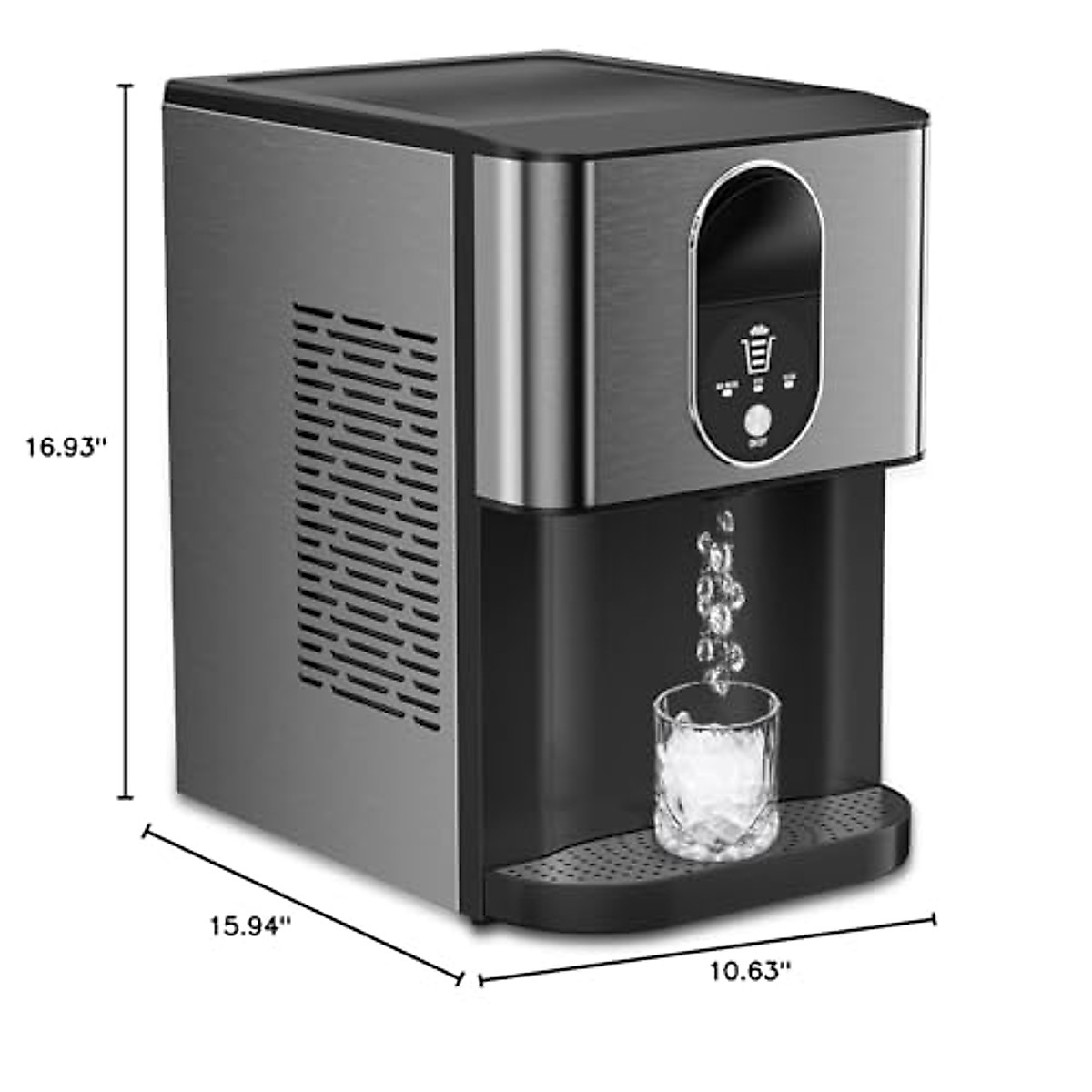 Kndko Nugget Ice Maker,Self Dispensing Pellet Ice Maker,44lbs/24H, Self Cleaning Ice Maker,3.3lbs Ice Storage,Nugget Ice Maker Dispenser,Countertop Nugget Ice Maker for Home Kitchen Bar Party Black