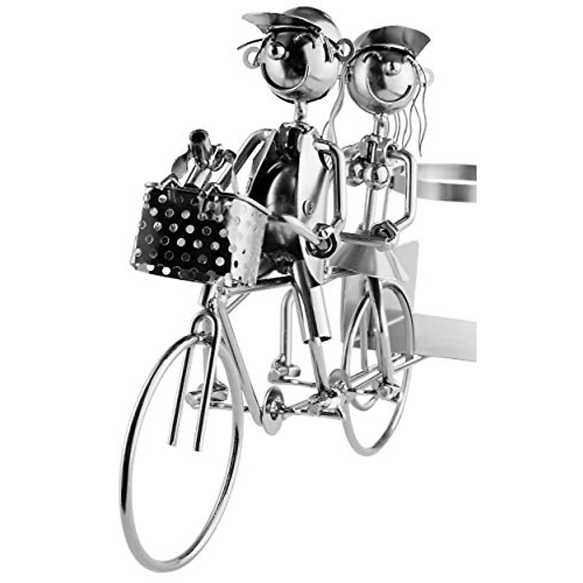 BRUBAKER Wine Bottle Holder Couple on Tandem Bicycle Metal Sculptures and Figurines Decor Wine Racks and Stands Gifts Decoration