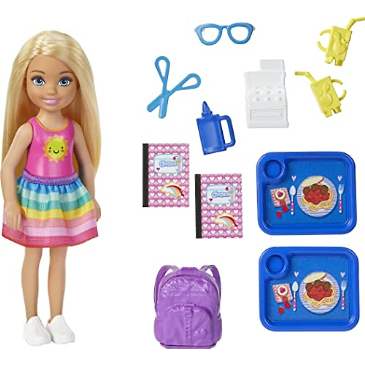 Barbie Club Chelsea School Playset with Blonde Small Doll & Classroom Accessories, Flipping Blackboard, Cafeteria, Desks & More (Amazon Exclusive)