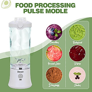 2 Pack Portable Blender,270 Watt for Shakes and Smoothies Waterproof Blender USB Rechargeable with 20 oz BPA Free Blender Cups with Travel Lid.