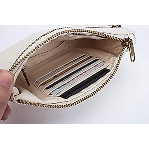 Canvas Wristlet Bag Large Clutch Wallet Purse Zipper Pouch Handbag Organizer (Black)