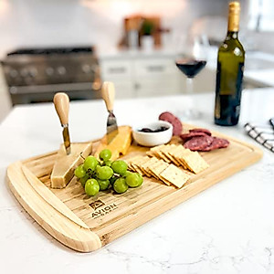 Avion Oak™ Extra Large Cutting Board (18 x 12.5 Inch) Bamboo Cutting Board with Juice Grooves, Knife Friendly, Double-Sided Large Wood Cutting Board For Kitchen