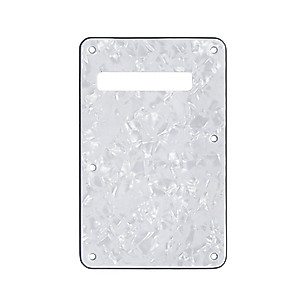 IKN 4Ply White Pearl Strat Pickguard Backplate Set for 3 Single Coil Pickups-11 Hole, come with Pickguard Screws