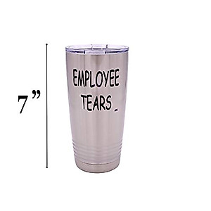 Rogue River Tactical Funny Employee Tears Large 20 Ounce Travel Tumbler Mug Cup w/Lid Sarcastic Work Gift For Boss Manager or Supervisor