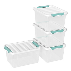 Uumitty 4-Pack 20 Quart Clear Storage Bins, Stackable Plastic Storage Latches Box/Containers with Lid