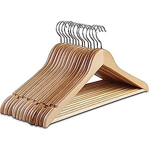 Work Clothes Hangers, Wooden Hangers Ultra Thin Space Saving Non-Slip Hangers Velvet Hangers Suit Hangers Ideal for Everyday Standard Use, Clothing Hangers (24)