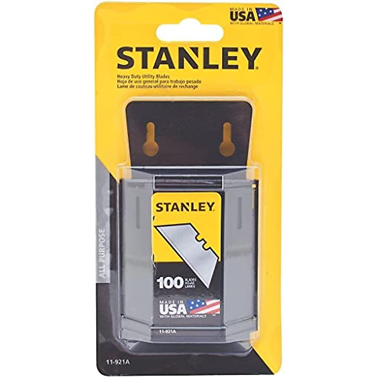Stanley 11-921A 1992 Heavy Duty Utility Blades w/Dispenser 100 per Package (3 packages 300 Blades)