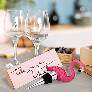 Flamingo Wine Beverage Bottle Stoppers, Reusable Stainless Steel Bottle Stopper, Unique & Elegant Souvenirs Gifts, Decorate Wine Bottle (Rose Red)