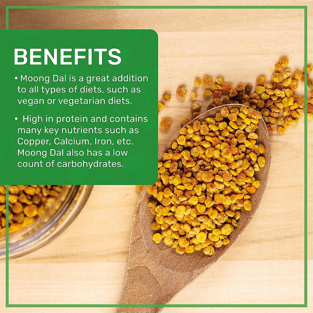 Jiva Organic Yellow Moong Dal 2 Pound - Non-GMO - Great for Kitchari - Split Mung Beans Washed