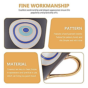 Luxshiny Evil Eye Coffee Mug Ceramic Turkish Eye Water Cups Espresso Tea Cup Coffee Cup Arabic Greek Milk Mug for Home Office ( Black )