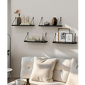 SUMGAR Black Floating Shelves for Wall, Wall Shelf for Bathroom Bedroom Kitchen, Floating Book Shelves for Wall Small Wall Mount Wood Storage Organzier Set of 2