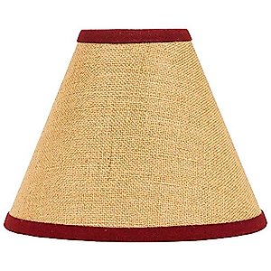 Burlap Stripe Barn Red 10" Bulb Clip Fabric Lamp Shade by Raghu