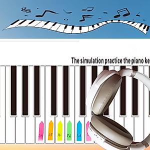 DANUDON 88 Key Keyboard Piano Note Chart, Piano Keyboard Finger Simulation Practice Guide Teaching Aid Note Chart Electronic Piano Exercise Cardboard with 2 Music Book Clip for Beginner