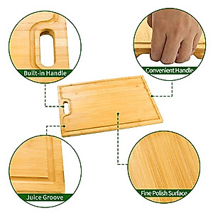 VaeFae 24 x 16 Inch XXX-Large Bamboo Cutting Board with Cutout Handle and Juice Groove, Heavy Kitchen Chopping Board for Meat and Vegetables