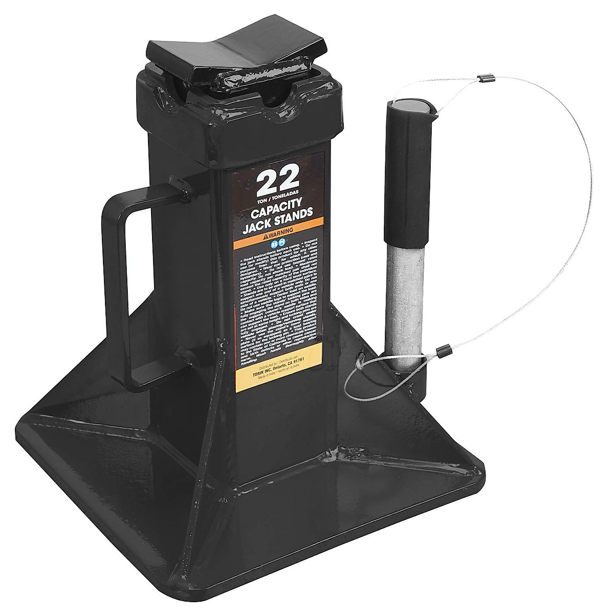 Torin 22 Ton (44,000 lb) Capacity Heavy Duty Steel Jack Stands, 2 Pack, T80072, Black