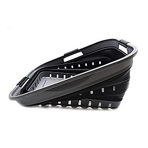 SAMMART 42L Collapsible Plastic Laundry Basket - Foldable Pop Up Storage Container/Organizer - Portable Washing Tub - Space Saving Hamper/Basket (1, Grey/Black)