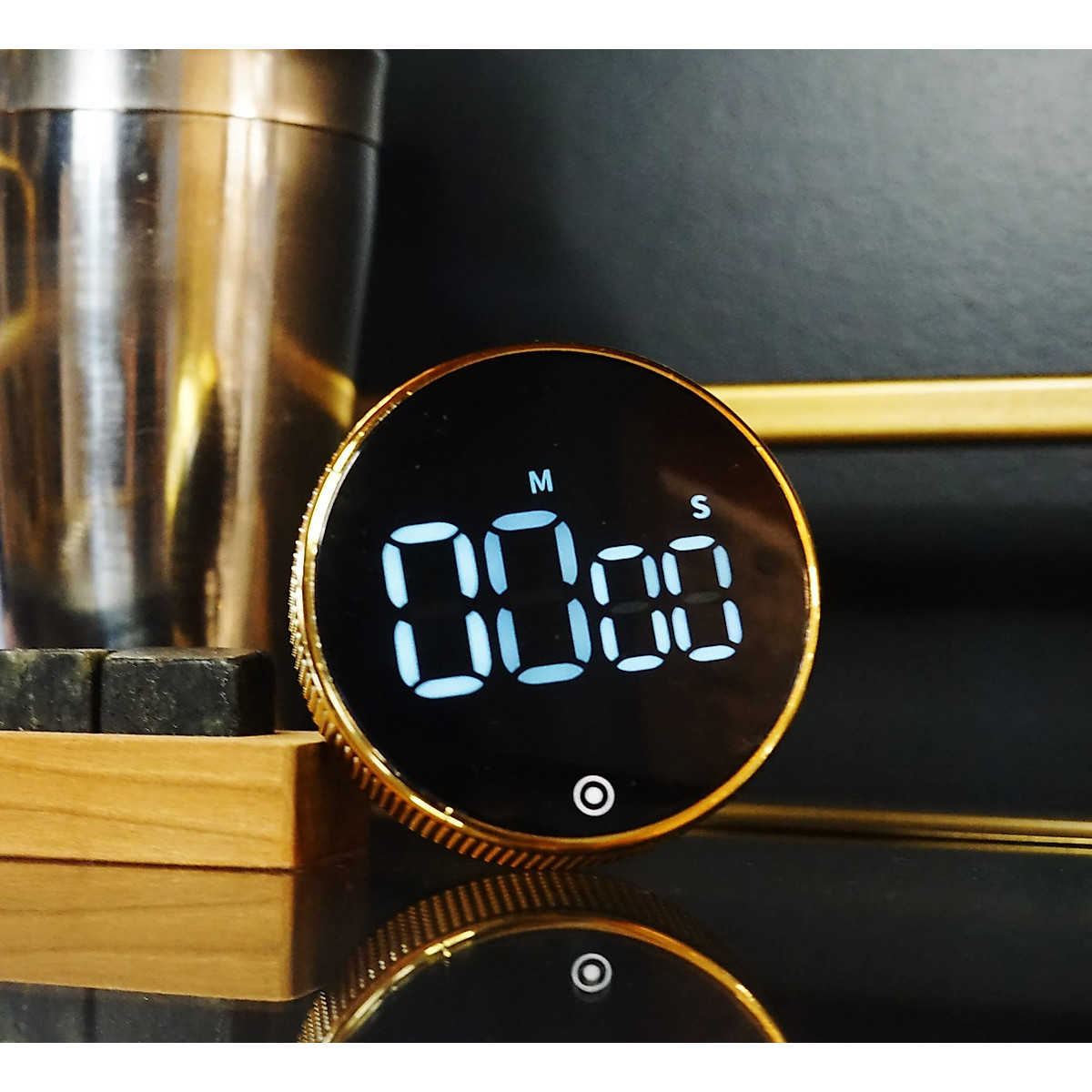 DRECO Magnetic Kitchen Timer: Black an Gold, Large LED Digital Display, Easy to use, Countdown and countup, Adjustable Volume.