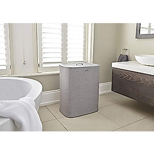 Joseph Joseph Tota 90-liter Laundry Hamper Separation Basket with lid, 2 Removable Washing Bags with Handles - Grey