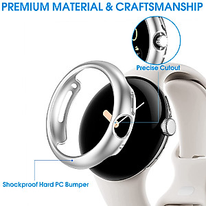 Tiorecime 4 Pack Case for Pixel Watch 2/Pixel Watch, Premium Shockproof Hard PC Protective Cover, All-Around Edge Bumper Compatible with Pixel Watch 2