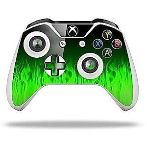WraptorSkinz Decal Vinyl Skin Wrap compatible with XBOX One S / X Controller - Fire Green (CONTROLLER NOT INCLUDED)