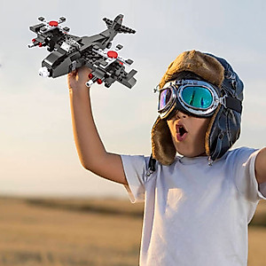Tblicked 3in1 Fighter Jet Building Sets Military War Plane Building Kit Creator Army Airplane Gunship Building Toys Battle Warship Play Set Gift for Kids Aged 6-12, 231 Pieces