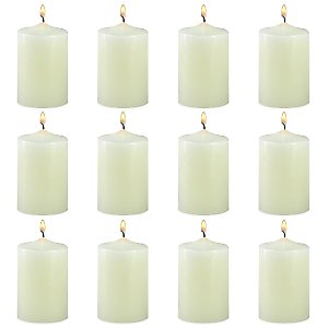 12 Pack 2x3 Hand Poured White Dripless Pillar Candles, Ivory, Soy Candles, Non-Toxic, Unscented, Smokeless, Long Burning, Emergency, for Home Decor, Dining Table, Party, Romantic Mood Lighting
