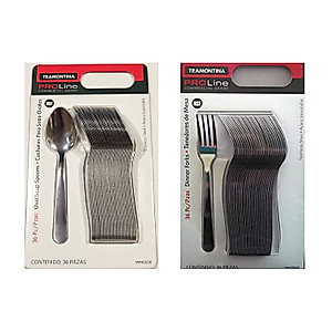 Tramontina Pro Line 36 Dinner Forks Commercial Grade Stainless Steel + 36 Spoon