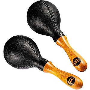 Meinl Percussion, Standard Size with ABS Plastic Wooden Concert Maracas Hand Shaker Rattles with All-weather Synthetic Shells — NOT MADE IN CHINA — Solid Wood Handles, 2-YEAR WARRANTY (PM2BK)