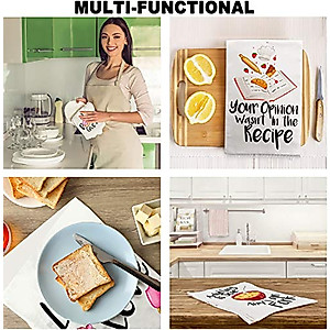 Kitcha Funny Kitchen Towels and Dishcloths Sets of 4 |Unique Funny Dish Towels with Sayings, Perfect for Housewarming Gifts New Home| Funny Hand Towels for Kitchen Gifts.