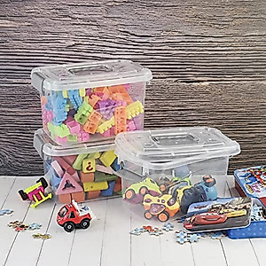 Obstnny 6 Packs Small Plastic Container Box, Latching Storage Bins with Handle, 5 L