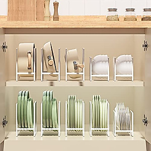 Hikinlichi Large Plate Holders Organizers White 2 Pack Upright Cabinet Dish Drying Racks Metal Plate Dish Organizers Racks Stands for Countertop and Cupboard 7.87in. x 6.29in. x 4.52in.