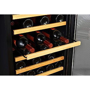 EdgeStar CWF440SZ 20 Inch Wide 44 Bottle Capacity Free Standing Wine Cooler with Reversible Door and LED Lighting