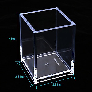 Acrylic Pen Holder, 3 Pcs Clear Acrylic Pencil Holders for Desk, Makeup Brush Holder Cup Organizer, Pen Holder Stationery Storage Desktop Accessories for Office School Supplies (with Cleaning Cloth)