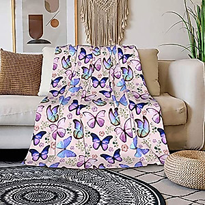 Butterfly Throw Blanket Soft Warm Flannel Fleece Bed Blanket Gift for Men Women Girls Boys Chair Couch 60"x50"