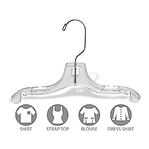 Clear Plastic Baby Top Hanger, Box of 100 Small 10 inch Space Saving Infant hangers w/ Notches and 360 Degree Chrome Swivel Hook by The Great American Hanger Company
