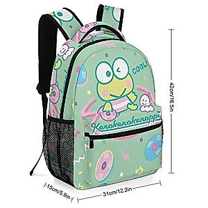 K-ero Ke-ro Keroppi Backpack Knapsack Withe Side Pokect Large Suitable for woman men ​hiking Camping Picnic