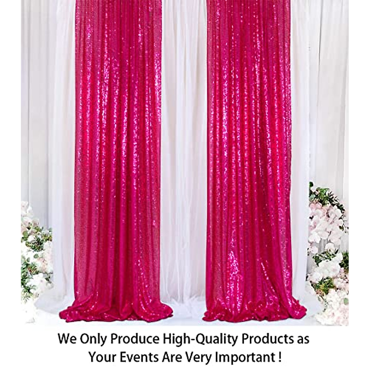 Fuchsia 2FTx7FT 1PC Photo Booth Wedding Props-Sequin Fabric Backdrops Sweets for Weddings Party Curtains Decorations-60x215CM 1 Panel Hot Pink Curtain
