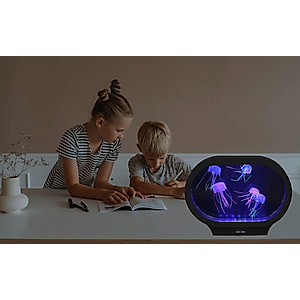 Lightahead Realistic LED Jellyfish Lava Mood Lamp Oval Design with Vibrant Color Changing Light Effects. A Sensory Flourescent Jelly Fish Aquarium Tank