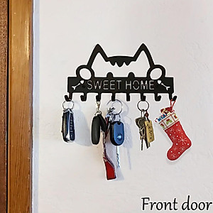 Brosay Cat Key Holder for Wall Decorative Modern Mounted Rack Small Coat Hook Cute Bathroom Wall Decor for Front Door Entryway Hallway Office Wall Organizer 1 Pcs