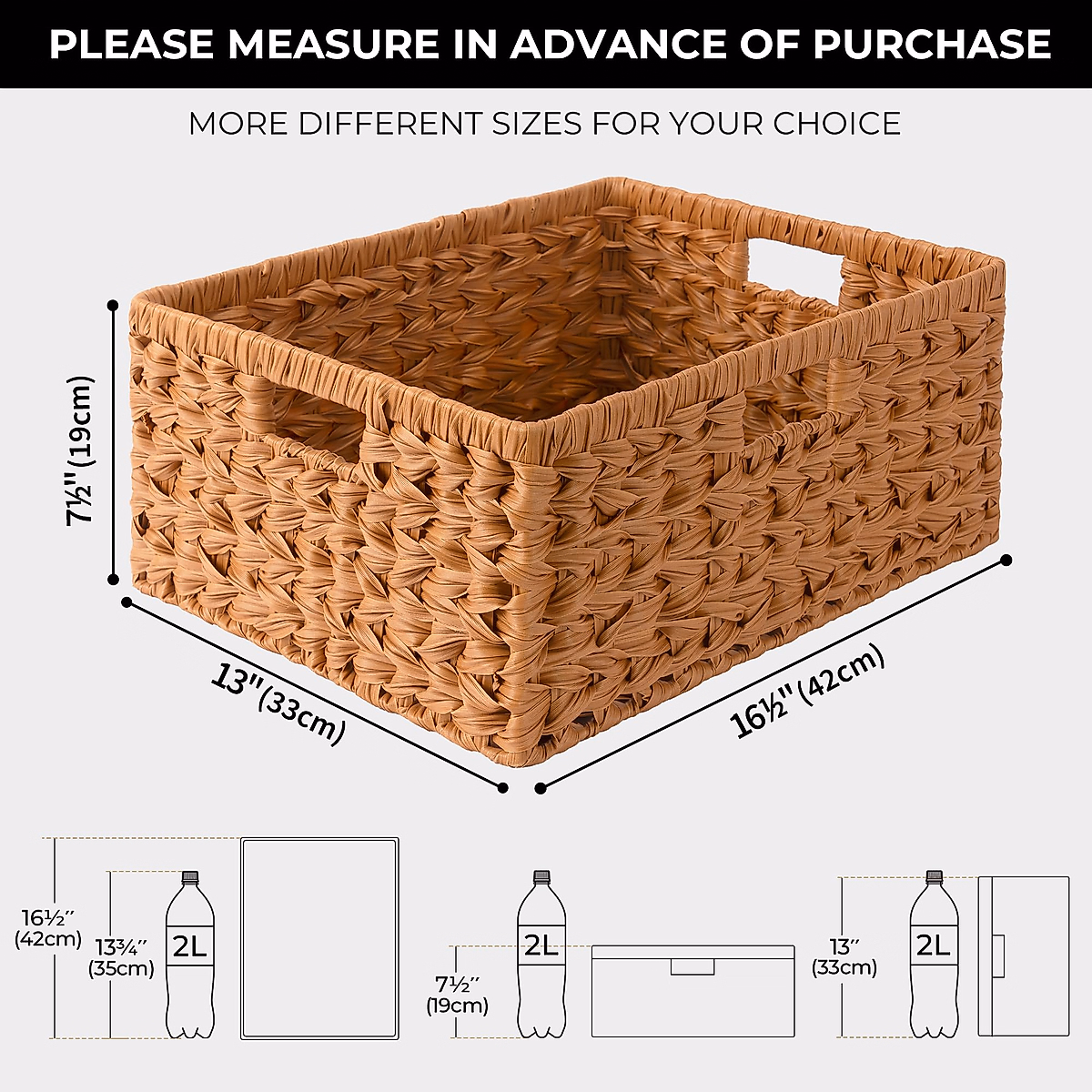 GRANNY SAYS Woven Storage Basket - Large Plastic Wicker Basket for Shelves, Odorless, Waterproof, Organizing Pantry, Caramel Orange, 1-Pack